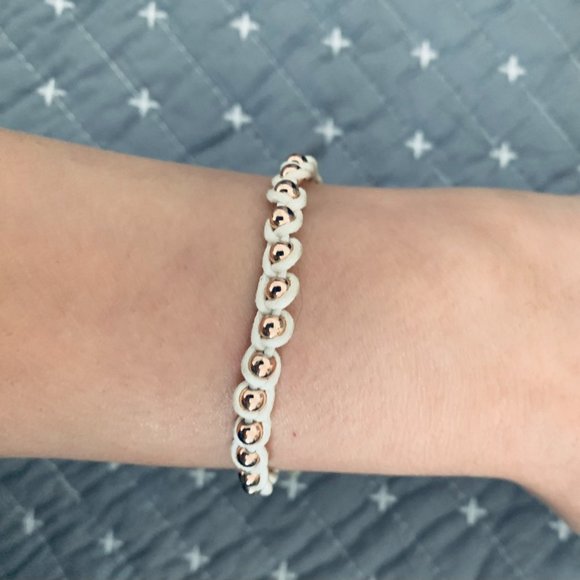 Jewelry | White Rope Bracelet With Gold Beads | Poshmark